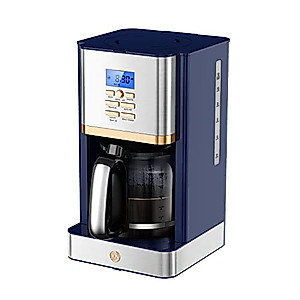 JOY Kitchen 12-Cup Digital Programmable Drip Coffee with Glass Carafe, Reusable Filter Basket & Coffee Spoon, Programmable up to 24 hours, Auto Warming & Self-Clean,Blue