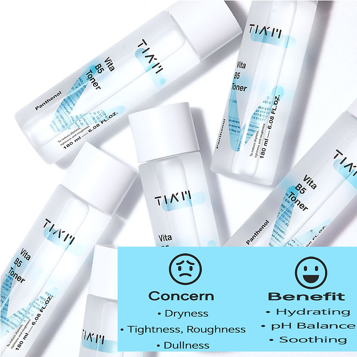 TIAM Vita B5 Toner, Deep Hydrating Toner Korean, Low pH Toner for Dry Sensitive Skin, Toner for Combination Skin, b5 Vitamin, Alcohol Free, Fragrance Free, 6.1 Fl Oz