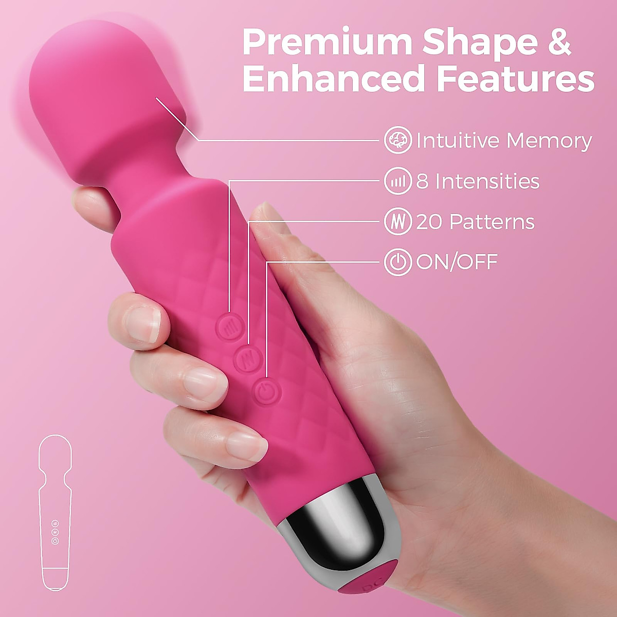 Rechargeable Personal Massager -Adult Toys Wand Massager-Rose Pink Sex Toy Vibrators -G-Spot Vibrator Clit- Quiet Small Vibrator for Women & Men - Sex Toys for Women (Pink)