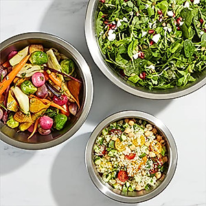 OXO Good Grips 3-Piece Stainless-Steel Mixing Bowl Set, White