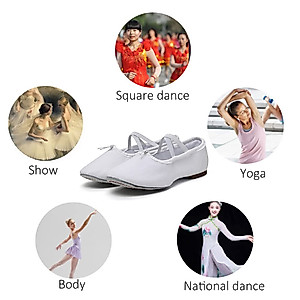 SWDZM Women's Latin Dance Shoes Close Toe Canvas Ballroom Tango Yoga Teaching Practice Dancing Shoes,White,WZJ US 8.5