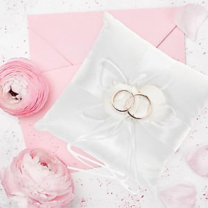 Totority Bridal Lace Ring Bearer Pillows- Elegant Wedding Ring Holder Pillow- Decorative Wedding Accessories and Supplies for Engagement and Wedding 20cm/79in