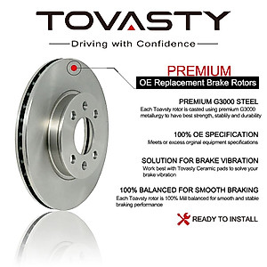 [Rear] TOVASTY Brake Pads and Rotors Kit for Nissan Pathfinder 2013-2020 OE Series [BK2544]