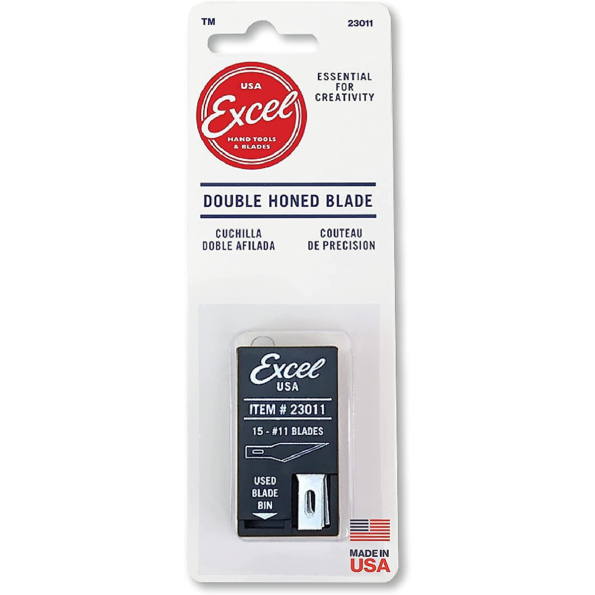 Excel Blades #11 Craft Knife Replacement Blades - Double Honed Blades for Craft Knife - Perfect for Trimming Wood, Plastic, Paper, Leather and More - Set of 15 with Dispenser