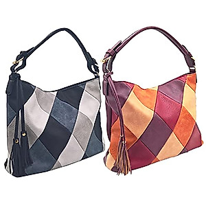 Ladies Large Colorful Hobo Bags Big Multicolor Boston Handbags Women Rainbow Retro 14 Tote Bag Pu Leather Striped Shoulder Purses