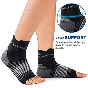 Plantar Fasciitis Sock (6 Pairs) for Men and Women, Compression Foot Sleeves with Arch and Ankle Support (Black, Large)