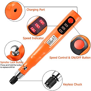 Uolor Cordless USB Rechargable Engraving Tool Kit, Electric Engraver Etching Pen Rotary Tool for Jewelry Plastic Wood Glass Stone