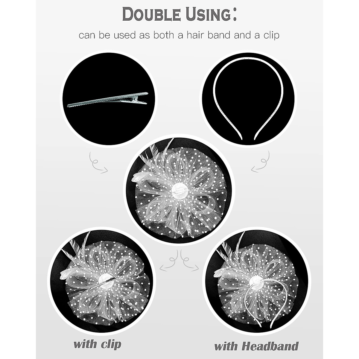 Bniksok Retro Fascinators Hat for Women Tea Party Headband Flower Weddings Bridal Shower Themed Party Favors White