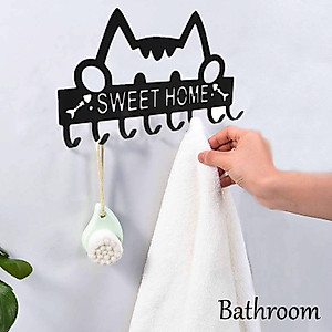 Brosay Cat Key Holder for Wall Decorative Modern Mounted Rack Small Coat Hook Cute Bathroom Wall Decor for Front Door Entryway Hallway Office Wall Organizer 1 Pcs