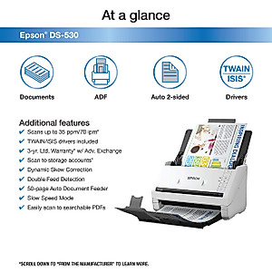 Epson DS-530 Document Scanner: 35ppm, TWAIN & ISIS Drivers