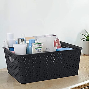 Teyyvn Plastic Storage Basket, 11.6" x 8.9" x 4.7", Pack of 4, Dark Gray