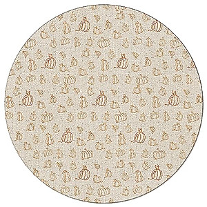 Minimalist Geometry Pumpkins Round Area Rug 3ft,Washable Outdoor Indoor Carpet Runner Rug for Bedroom,Kitchen,Living Room,Office,Area+Rug Small Bath Door Desk Floor Mat Thanksgiving Fall Autumn Beige