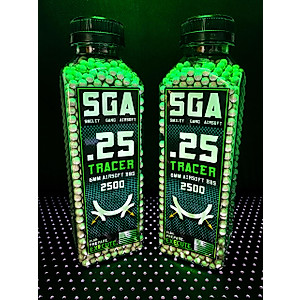 Smiley Gang Airsoft Tracer Green 6mm .25 Gram 2X 2,500 Count BBS (5,000 Total Count)