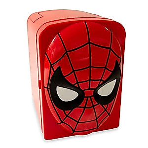 Marvel Comics Spider-Man 4-Liter Mini Fridge Thermoelectric Cooler With Light-Up Eyes | Holds 6 Cans | Small Refrigerator Drink Cooler for Soda, Beer, Skincare