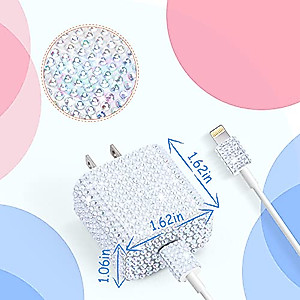 Outus 10 Pieces Rhinestones Wall Charger Stickers Bling Handmade USB Charger Crystal Decorations Artificial Diamond Charger Sticker Compatible with iPhone iPad Plug Power Adapter DIY for Women