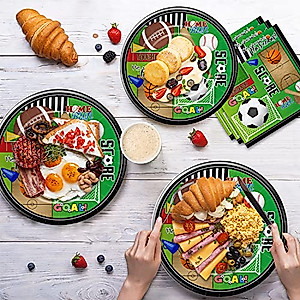 Xigejob Sports Party Supplies Decorations - Sports Theme Birthday Party Supplies, Plates, Cups, Napkins, Sports Birthday Decorations, Soccer Basketball Baseball Football Theme Dinnerware | Serve 48