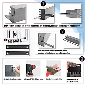 Ansonation Spray Bottle Holder,Garage Paper Towel Holder with Shelf Garage Organizer Wall Mount with Hooks Heavy Duty Paint Bottle Organizer for Garage Home Tool Shed Workbench