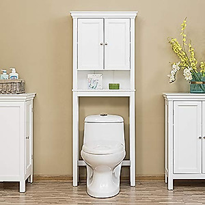 Teamson Home Stratford Wooden Storage Cabinet, 2 Doors, White Space Saver