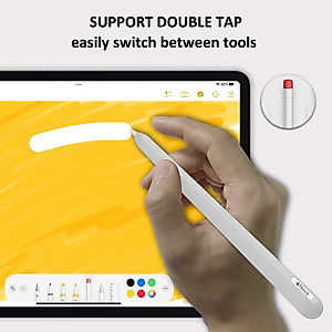 Slim Soft Silicone Sleeve Case Compatible with Apple Pencil 2nd Generation Only, Protective Grip Cover Skin for iPad Apple Pencil 2nd Gen (White)