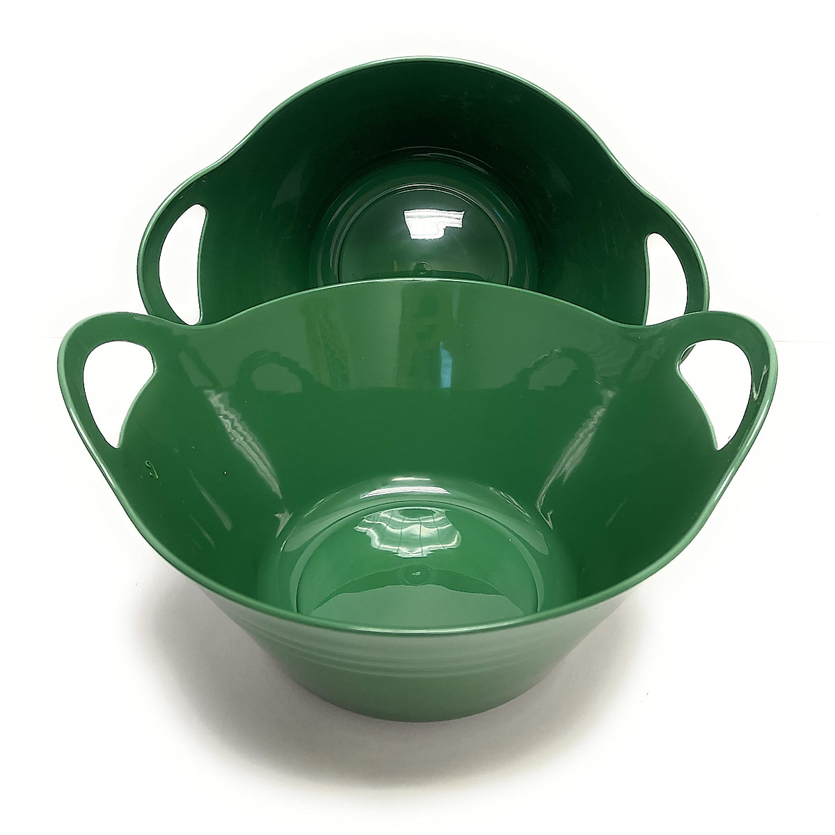 Mintra Home Plastic Bowls with Handles (4.5L Large 2pk, Green Olive)