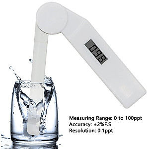 Digital Salinity Tester,Digital Salinity Tester for Salt Water,Foldable Design High Accuracy Quick Response 0 to 100ppt Pool Salt Tester for Seawater, Aquariums, Marine Monitoring, Pool Salt Test