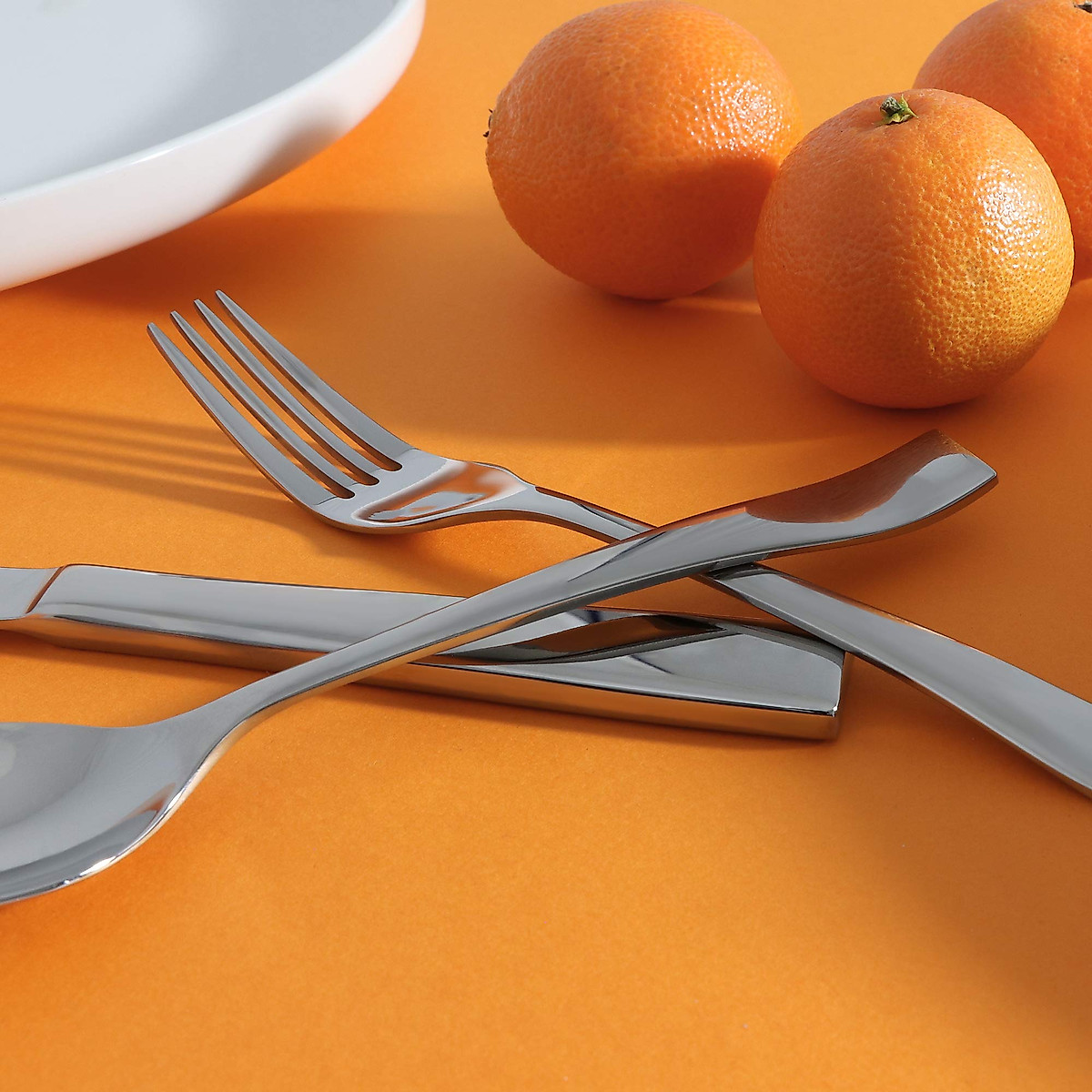 Gourmet Settings 20-Piece Silverware Strand Collection. Polished Stainless Steel Flatware Sets, Service for 4-Kitchen Cutlery Utensils Knife/Fork/Spoons, Dishwasher Safe, silver