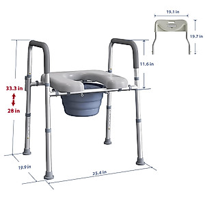 Eillion Raised Toilet Seat with Handles for Elderly Toilet Seat Risers for Seniors, Bedside Toilet Chairs for Seniors with Arms, Adjustable Height Handicap Toilet Seat with Handles over Toilet, 400lbs