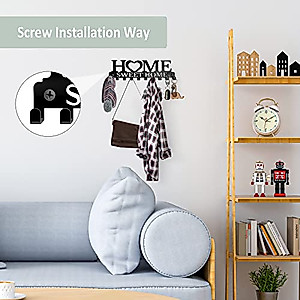 RELBRO Key Holder Wall Mounted, Black Metal Key Holder for Wall Decorative Home Key Rack Hooks Key Hanger with 10 Hooks for Entryway Doorway Hallway Office 2 Installation Ways 10.27'' x 3.62''