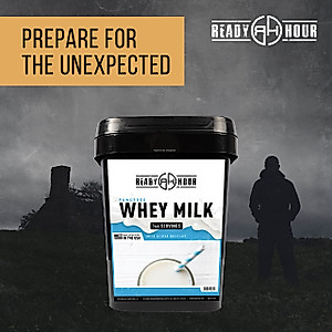 Ready Hour, Bulk Powdered Milk, Real Non-Perishable Whey, 25-Year Shelf Life, Portable Emergency and Adventure Food Supply, Durable Flood Safe Container, 144 Servings