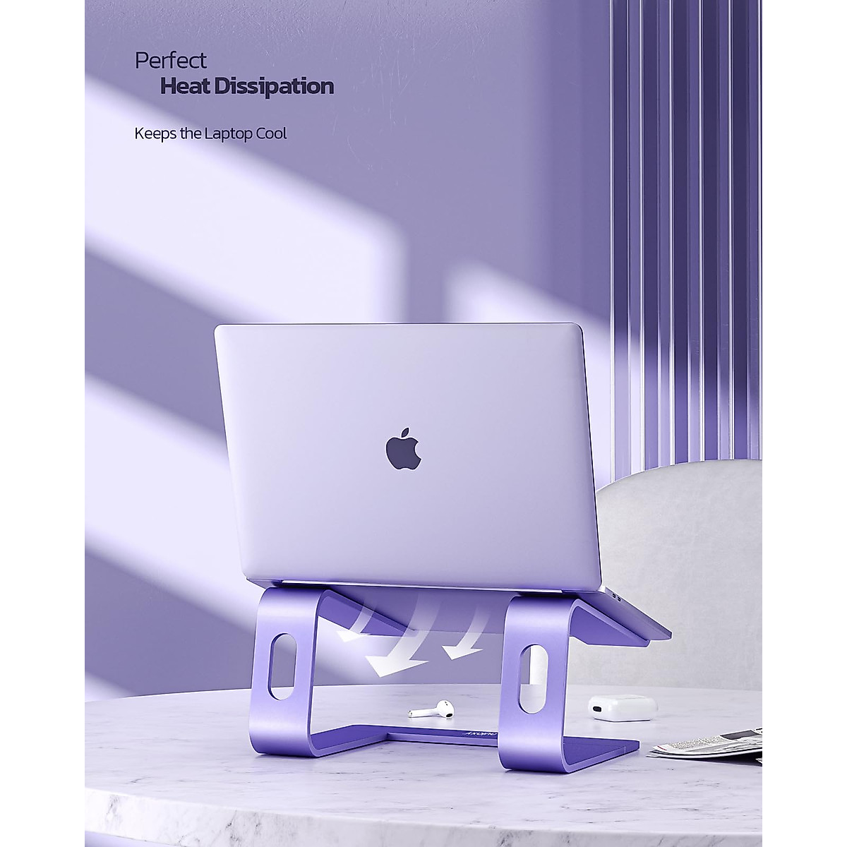 Nulaxy Ergonomic Aluminum Laptop Stand - Detachable Riser for 10-15.6' Laptops (Purple)