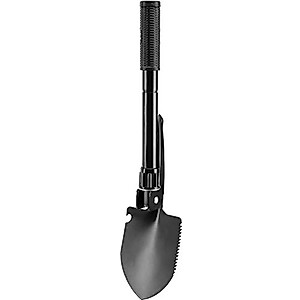 BARSKA AF13292 Foldable Metal Shovel with Pick, Compass, and Bag for Camping, Gardening, Metal Detecting, etc, Black, One Size