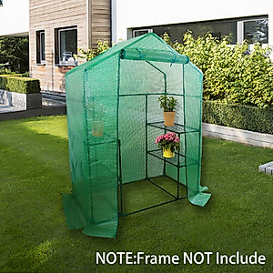 Walk-in Greenhouse Replacement Cover with Roll-Up Zipper Door-56x29x76 Inch PE Plant Gardening Greenhouse Cover for Gardening Plants Cold Frost Protection Wind Rain Proof (Frame NOT Include)
