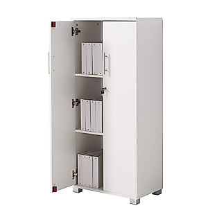 MMT Furniture Designs Ltd Office Storage Cabinet, 55cm x 35cm x 125cm, White