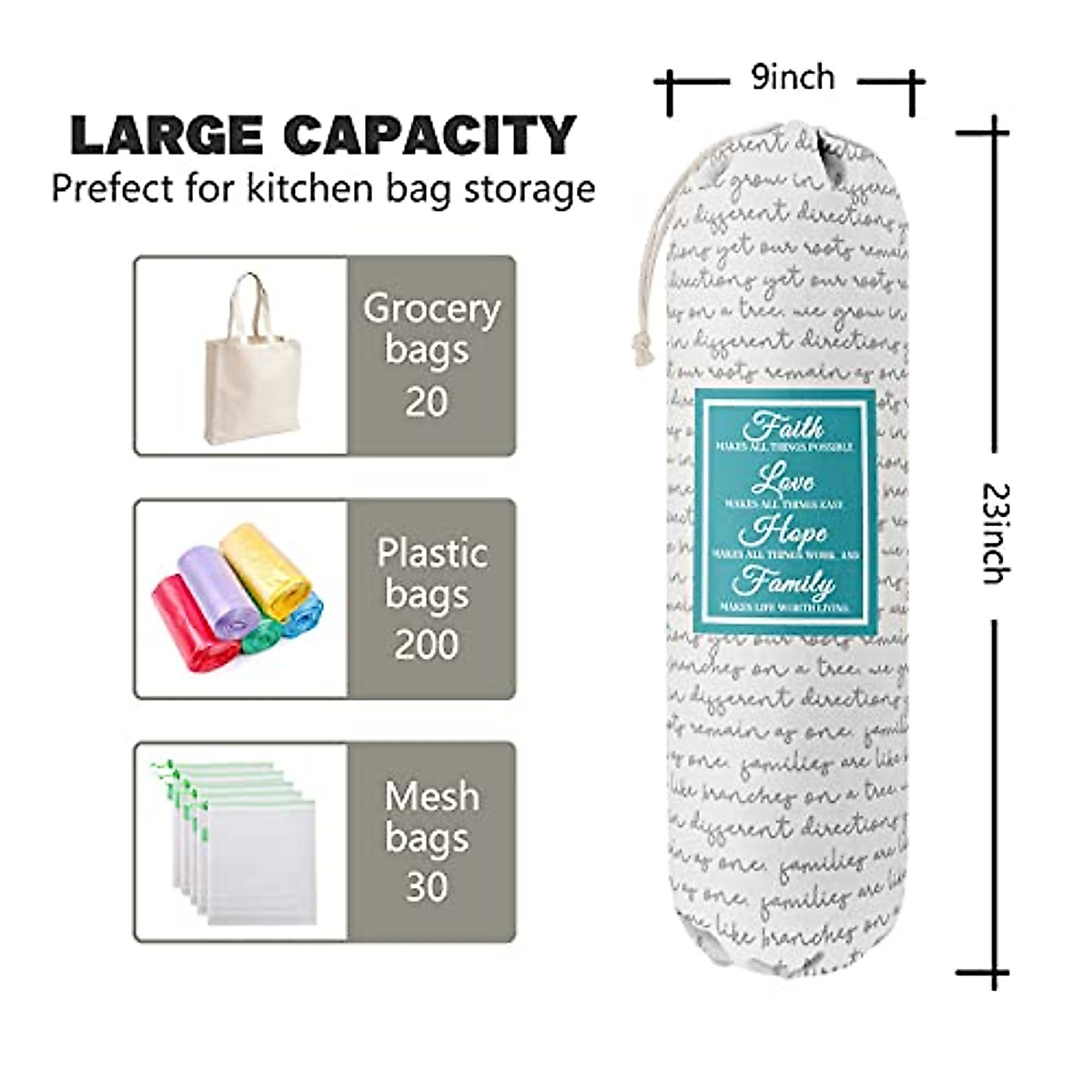 Family Makes Life Worth Living, Grocery Bags Holder Organizer For Shopping Bags, Wall Mount Plastic Bags Storage Container Dispensers, Gift For The Preferred Family And Friends