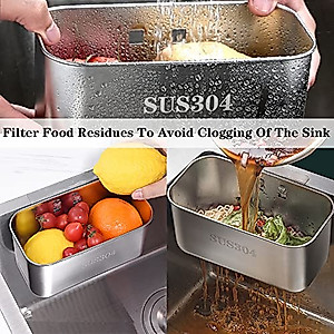 Stainless Steel Sink Drain Strainer Basket, Multifunction Sink Strainer Kitchen Food Catcher for Filter Kitchen Waste and Wash Vegetables Fruits (square silver)