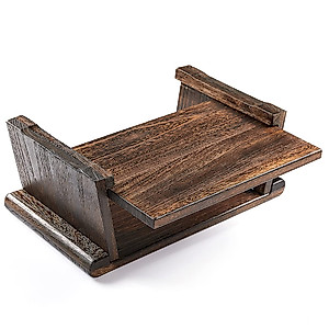 SINOBEST Antique Table with Folding Legs, Wooden Coffee Table, Japanese Floor Tea Table, Laptop Tatami Table, Multifunctional Low Table (19.7”x11.8”x7.9”)