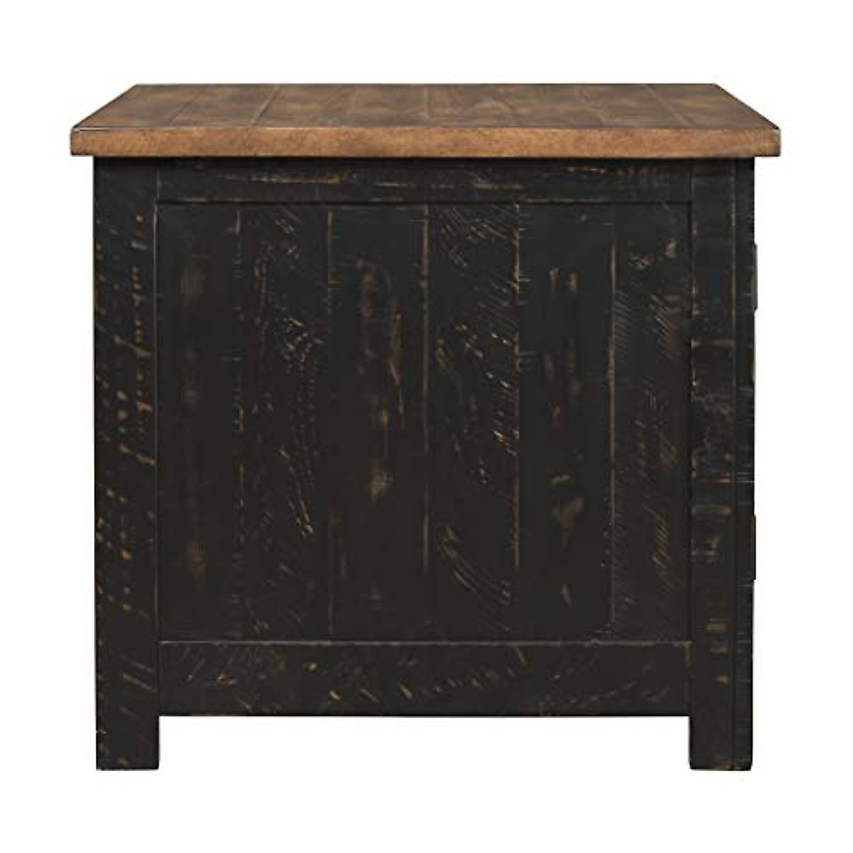 Signature Design by Ashley Valebeck Farmhouse Rectangular End Table with Storage, Distressed Brown & Black Finish