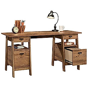 Sauder Trestle Executive Trestle Desk, Vintage Oak finish