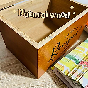 Lumicook Wood Recipe Box – with 120 4x6 inch Cards and 7 Dividers – Eco Friendly Light Brown Bamboo Wood Recipe Holder – Gift for Mom, Women, Wedding, Christmas