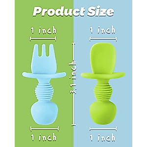 6 Pcs Silicone Baby Spoons First Stage and Baby Fork, Toddler Utensils for Baby Led Weaning, Chewable Baby Utensils for Self-Feeding