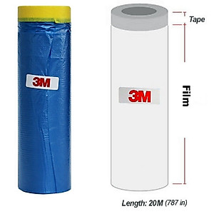 Plastic Sheeting Automotive Masking Tape - Multi Size Pack - No Residue Painters Plastic Drop Cloth for Painting - Plastic Paint Tape and Drape - Pre-Taped Masking Film (65 Feet) (3 of Set (59 in))