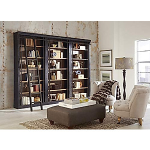 Martin Furniture 8' Tall Bookcase Wall with Ladder, Storage Organizer, Display Shelf for Office, Black