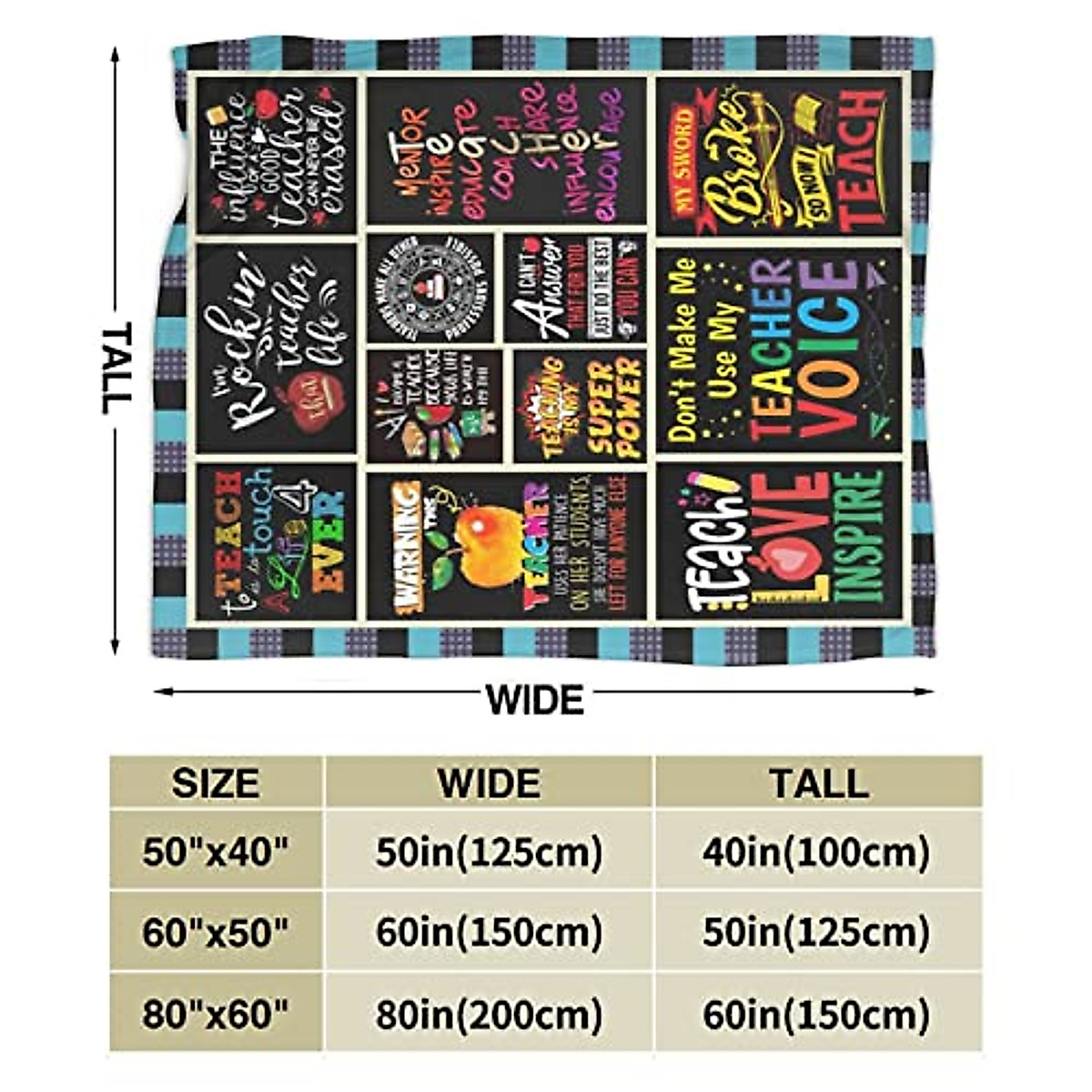 Joyloce Teacher Blanket Gifts for Teachers Flannel Fleece Throw Blankets for Teacher Gifts Lightweight Soft Throws for Home Bed Sofa Christmas Birthday Back to School Teachers' Day Gift Idea 60"X50"