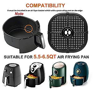 Air Fryer Crisper Plate for COSORI 5QT Air Fryers, 9.09IN Premium Square Nonstick Air Fryer Tray Grill Pan Replacement Parts Accessories Rack with Rubber Tips for Instant Air Fryer