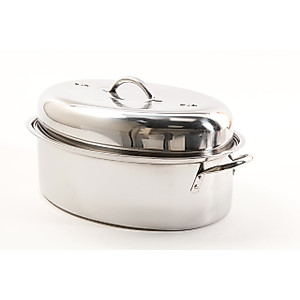 Gibson Home Stainless Steel Top Roast 16-Inch Oval Roaster Pan with Lid and Rack
