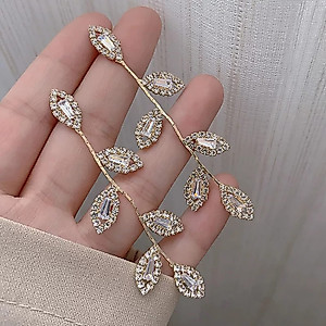 Bridal Earrings for Wedding Rhinestone Dangle Earrings Leaf Earrings Long Earrings Elegant for Women