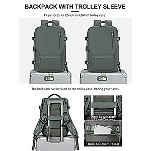 VGCUB Carry on Backpack,Large Travel Backpack for Women Men Airline Approved Gym Backpack Waterproof Business Laptop Daypack,Olive Green