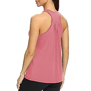 Bestisun Workout Tank Tops Loose fit Sleeveless Yoga Tops Racerback Muscle Tank Tops Summer Activewear Gym Dacne Tops Workout Exercise Clothes for Women Rose M