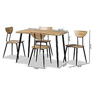 Baxton Studio Gianetta Dining Set, Oak Brown/Black