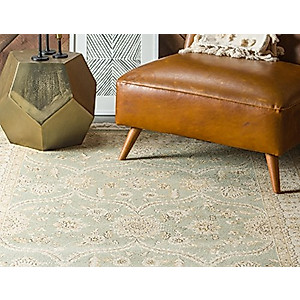 Unique Loom Edinburgh Collection Classic Oriental Traditional French Floral Country Inspired Design Area Rug, 5' 1" x 8' Rectangle, Light Green/Cream